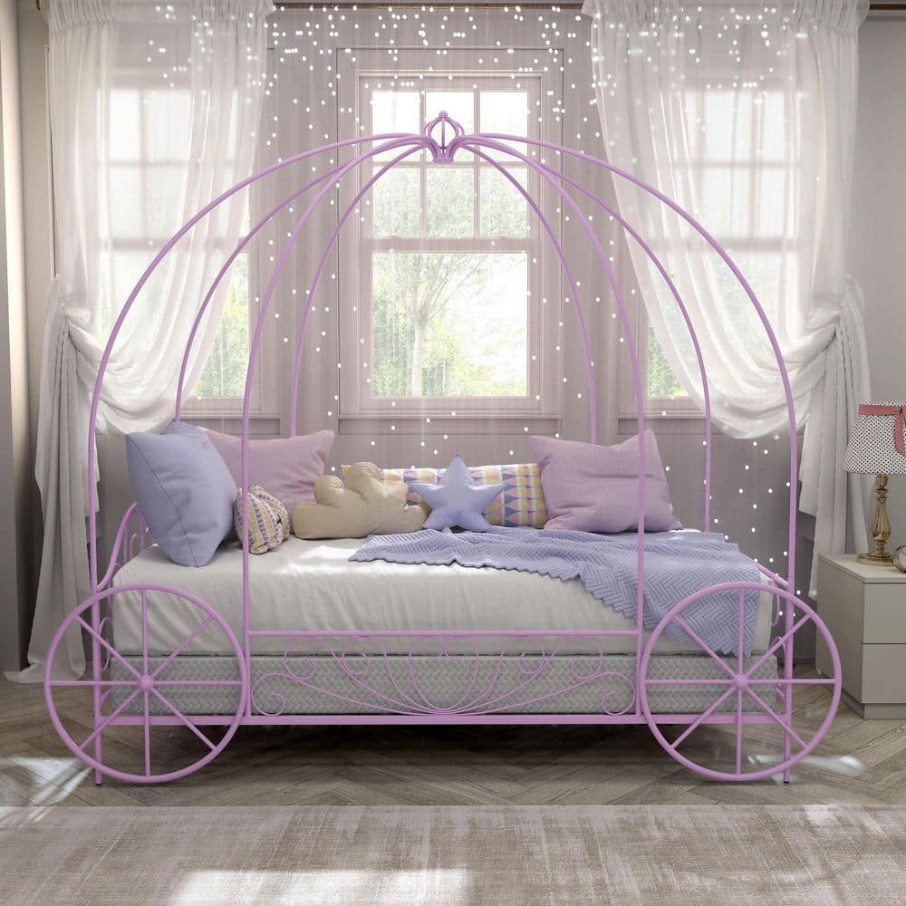 Furniture of America Torre Lilac Twin Metal Princess Canopy Bed EC ...