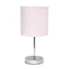 Simple Designs 11 in. 1-Light Blush Pink Chrome Mini Basic Table Lamp ...