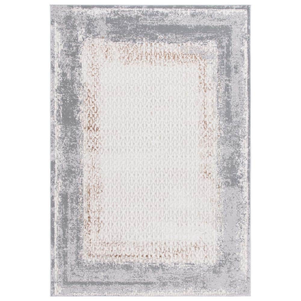 SAFAVIEH Alenia Ivory/Gray 9 ft. x 12 ft. Border Distressed Area Rug ...