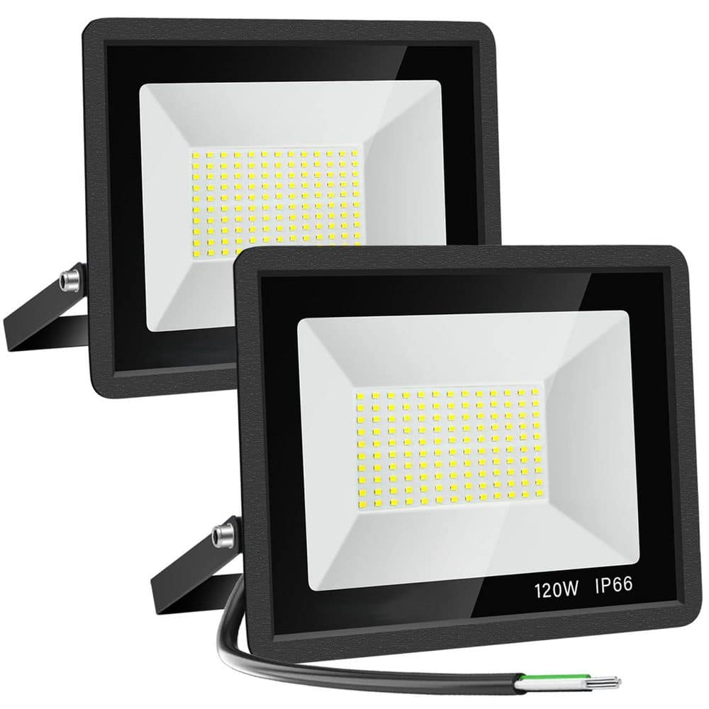 BeamBox Black Hardwired Integrated LED Landscape Flood Light 120W ...