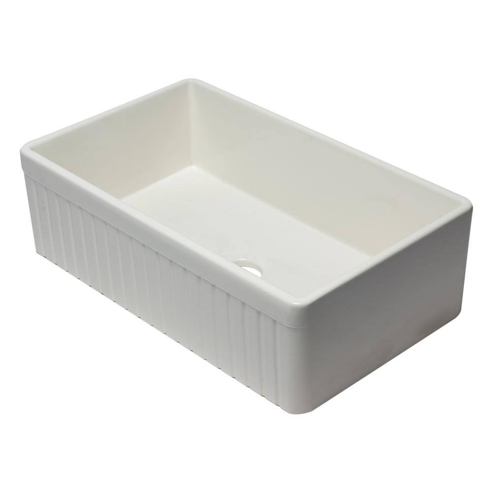 ALFI BRAND Fluted Farmhouse Apron Fireclay 33 in. Single Basin Kitchen ...