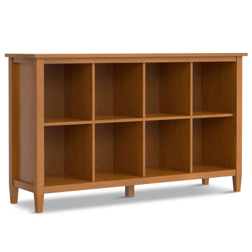 Simpli Home Warm Shaker 57 in. Light Golden-Brown Rectangle Wide ...