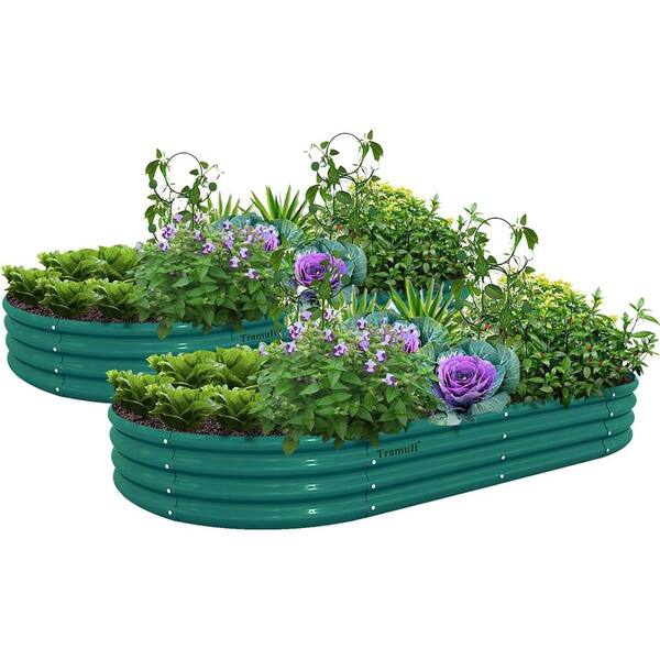 8 x 4 x 1 ft. Galvanized Steel Oval Outdoor Raised Garden Beds Anti ...