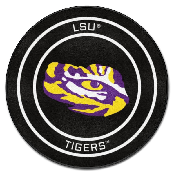 FANMATS LSU Black 2 ft. Round Hockey Puck Accent Rug 33188 - The Home Depot