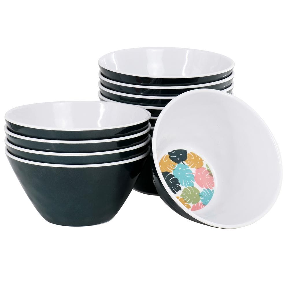 Gibson Home Tropical Sway 12 Piece 6 Inch Melamine Bowl Set in Leaf ...