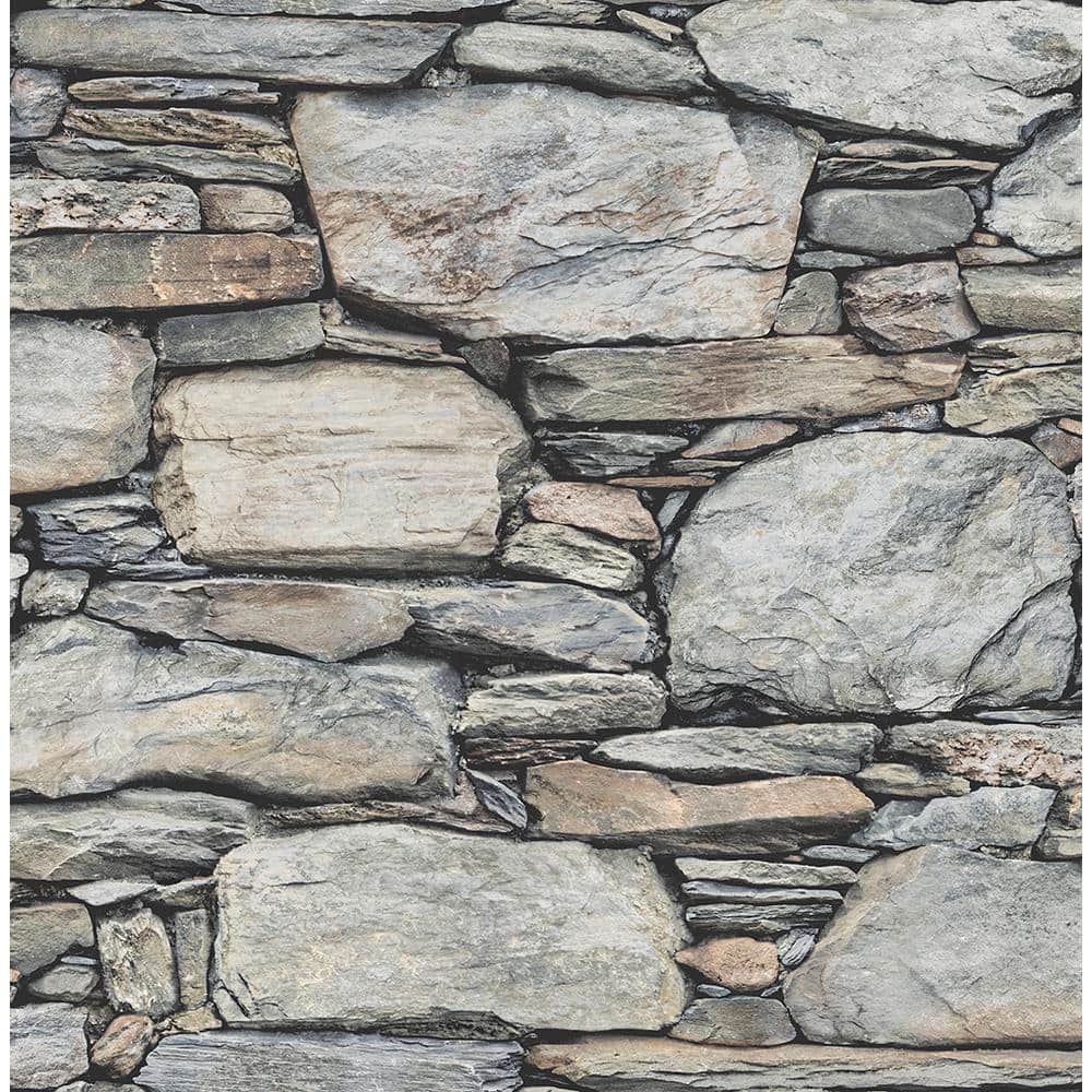 Brewster Stone Wall Grey Historic Grey Wallpaper Sample 2701-22304SAM ...