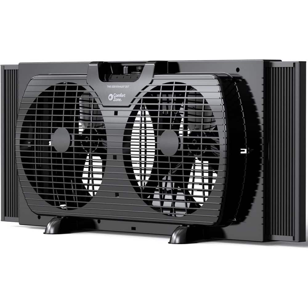Comfort Zone 9 in. Electric Twin Window Fan with 3 Fan Speeds, 22 in ...