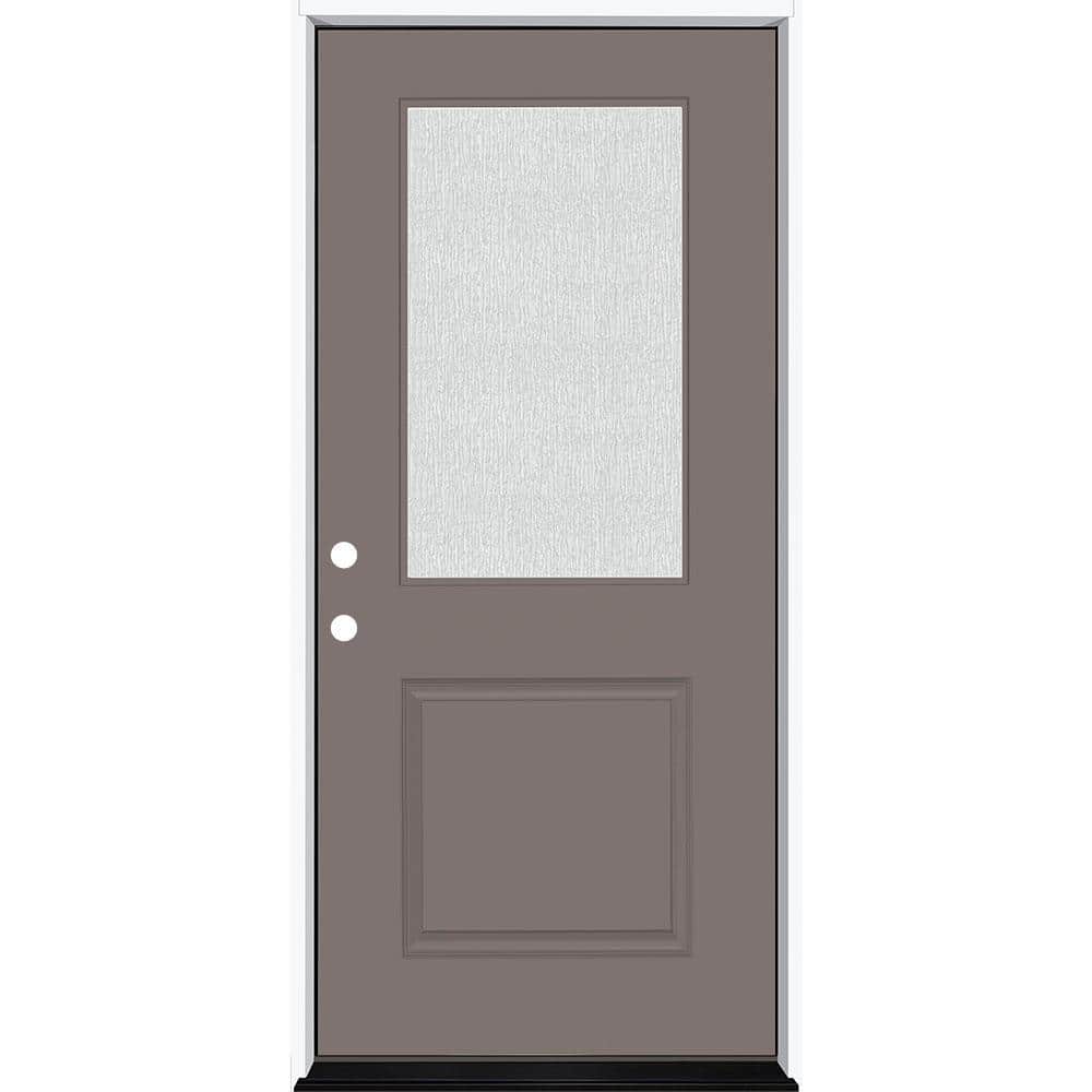 Steves & Sons Legacy 36 in. W. x 80 in. 1/2 Lite Rain Glass RHIS Primed ...
