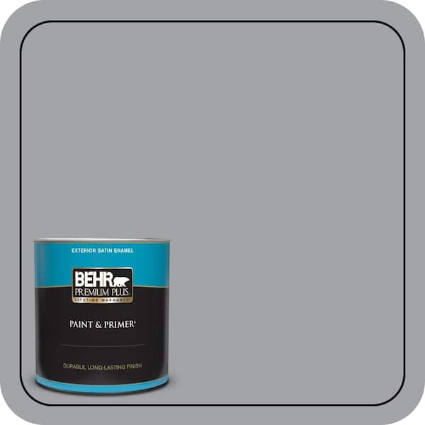 BEHR PREMIUM PLUS 1 qt. #N530-4 Power Gray Satin Enamel Exterior Paint ...