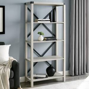 Coaster 63 in. White Wood 4-shelf Etagere Bookcase with Open Back ...