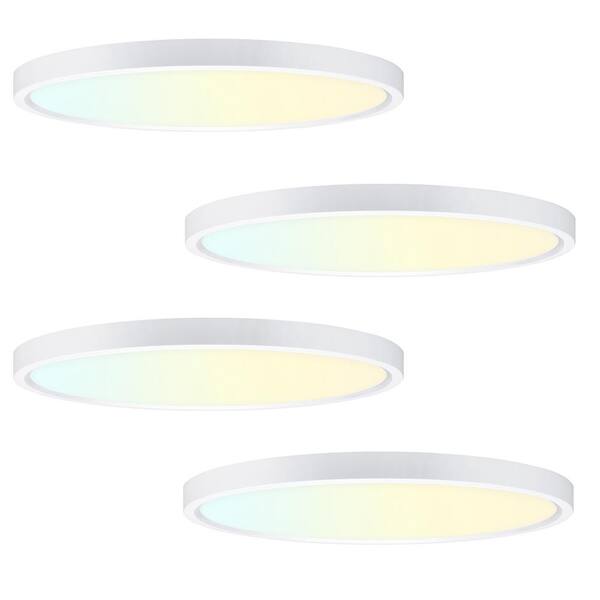 Sofiton 16 in. Round White New Ultra-Low Profile Integrated LED Flush ...