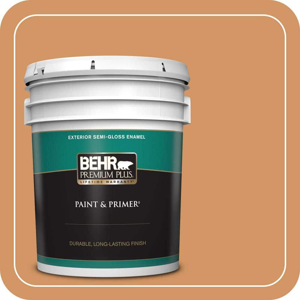 BEHR PREMIUM PLUS 5 gal. #280D-5 Glazed Pecan Semi-Gloss Enamel ...