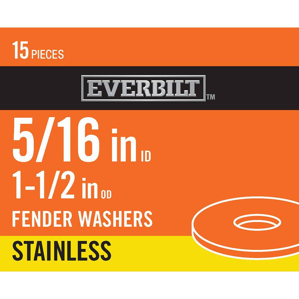 Everbilt 5/16 in. x 1-1/2 in. Stainless Fender Washer (15-Pack) 843022 ...