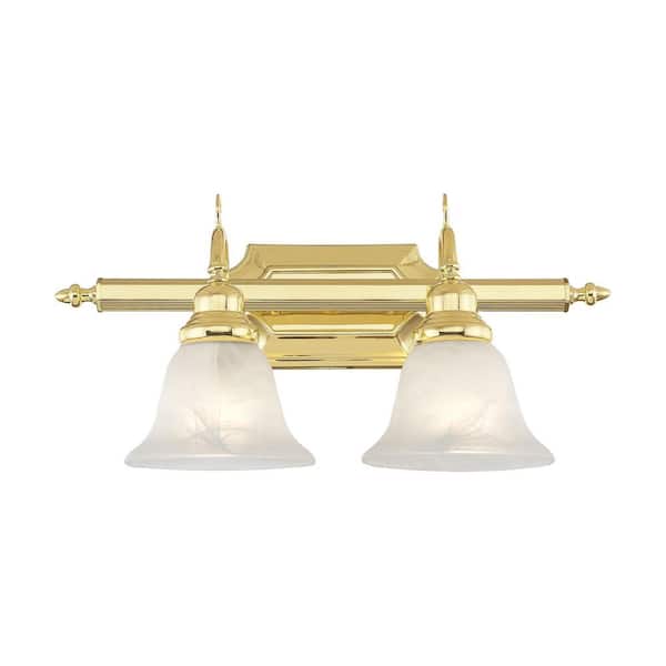Livex Lighting Brookridge 19 in. 2-Light Polished Brass Vanity Light ...
