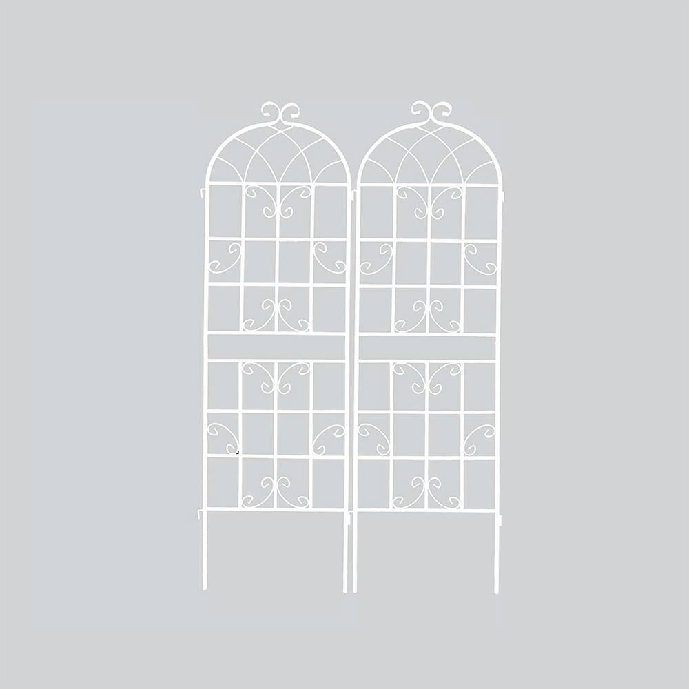 Sudzendf 71 in. Cream White 2-Pack Metal Garden Trellis Rustproof ...