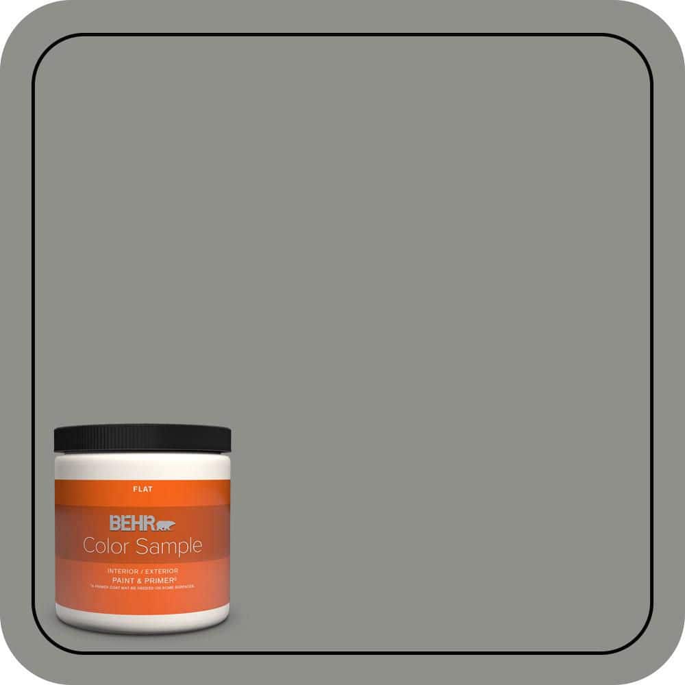 BEHR PREMIUM PLUS 8 oz. #PPU24-20 Letter Gray Flat Interior/Exterior ...