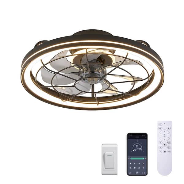 Pacific Core Modern 19 in. Smart Indoor Black Low Profile Caged Ceiling ...