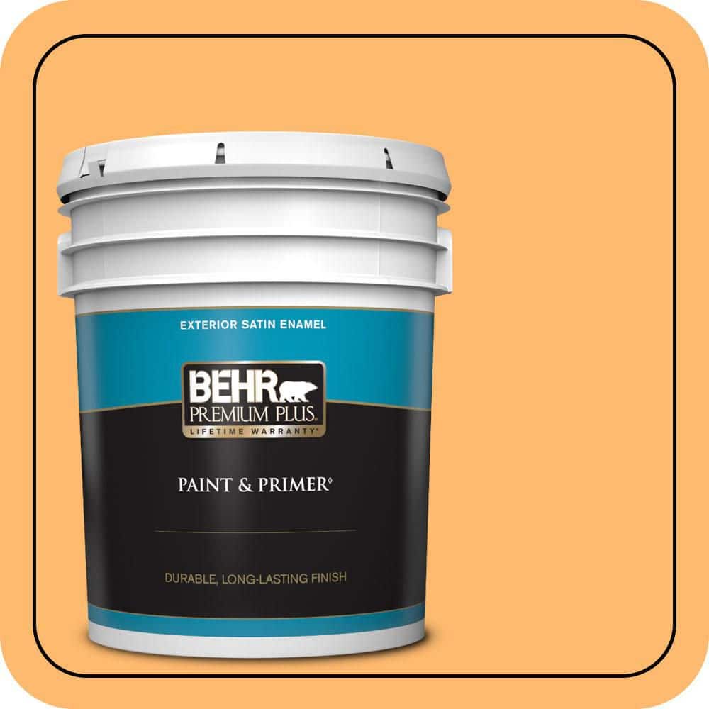 BEHR PREMIUM PLUS 5 gal. #P240-5 Cheese Puff Satin Enamel Exterior ...
