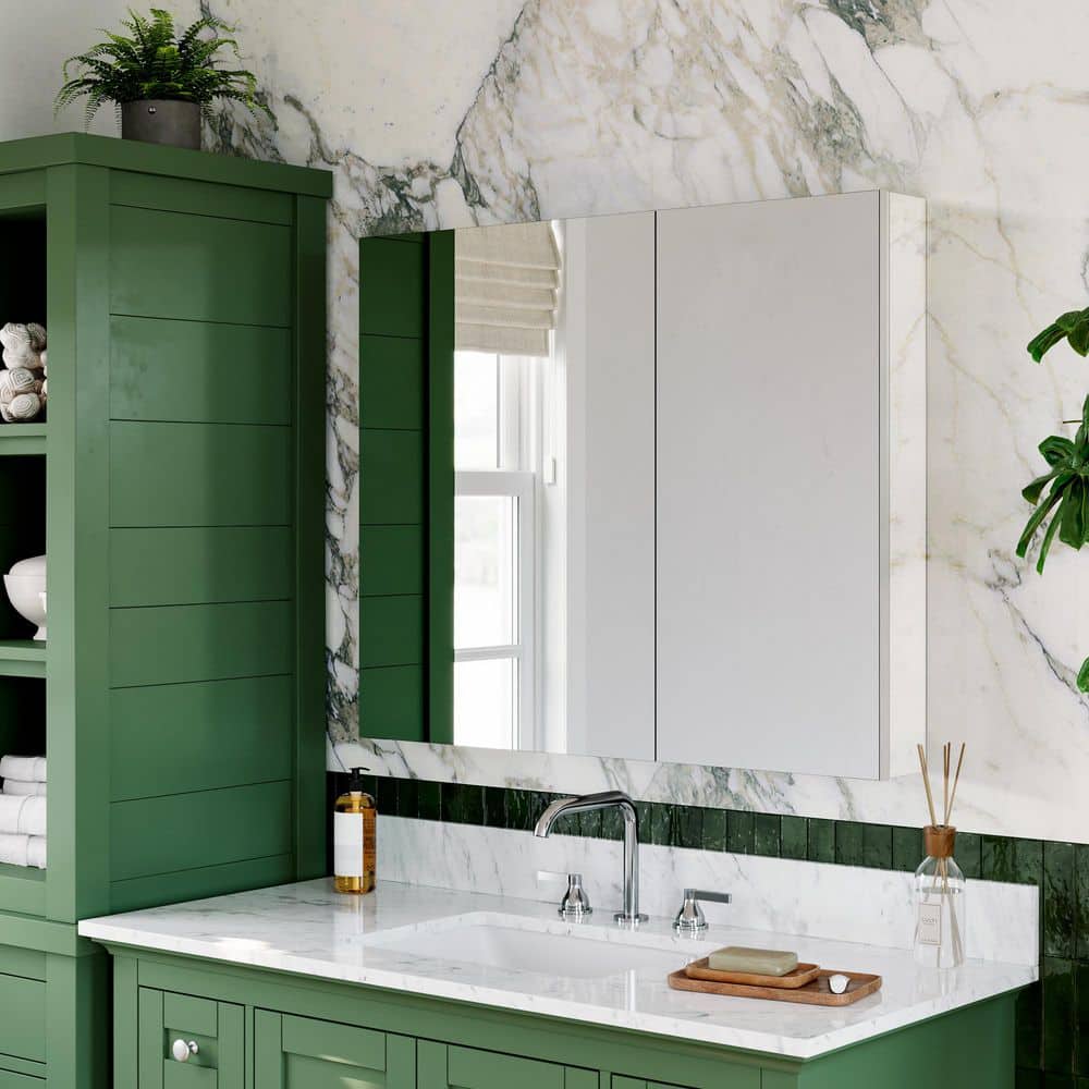 MEDUNJESS WYonder 36 in. W x 30 in. H Rectangular Aluminum Recessed ...