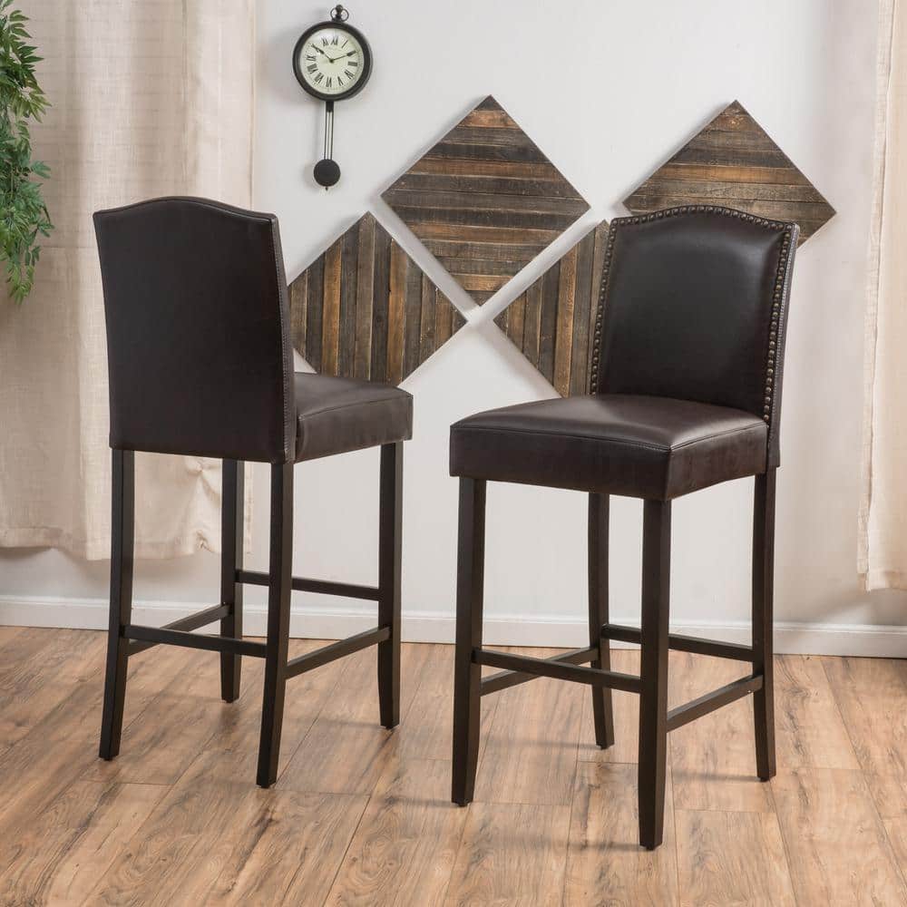 Noble House Markson 45 in. Brown Cushioned Bar Stool (Set of 2) 6619 ...