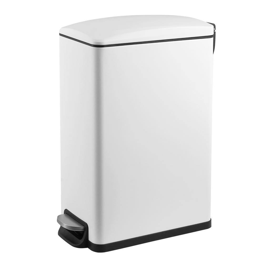 Innovaze 11.9 Gal. Matt White Slim Metal Household Trash Can, Kitchen ...
