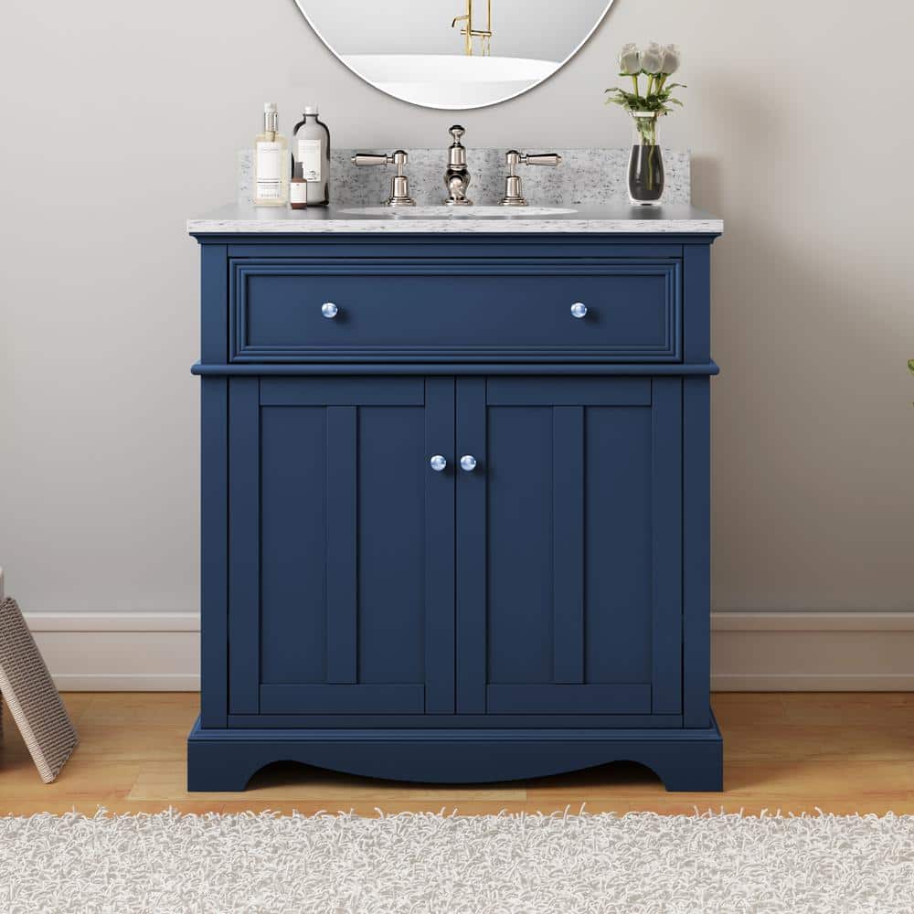 Reviews for Home Decorators Collection Fremont 32 in. Single Sink Navy ...