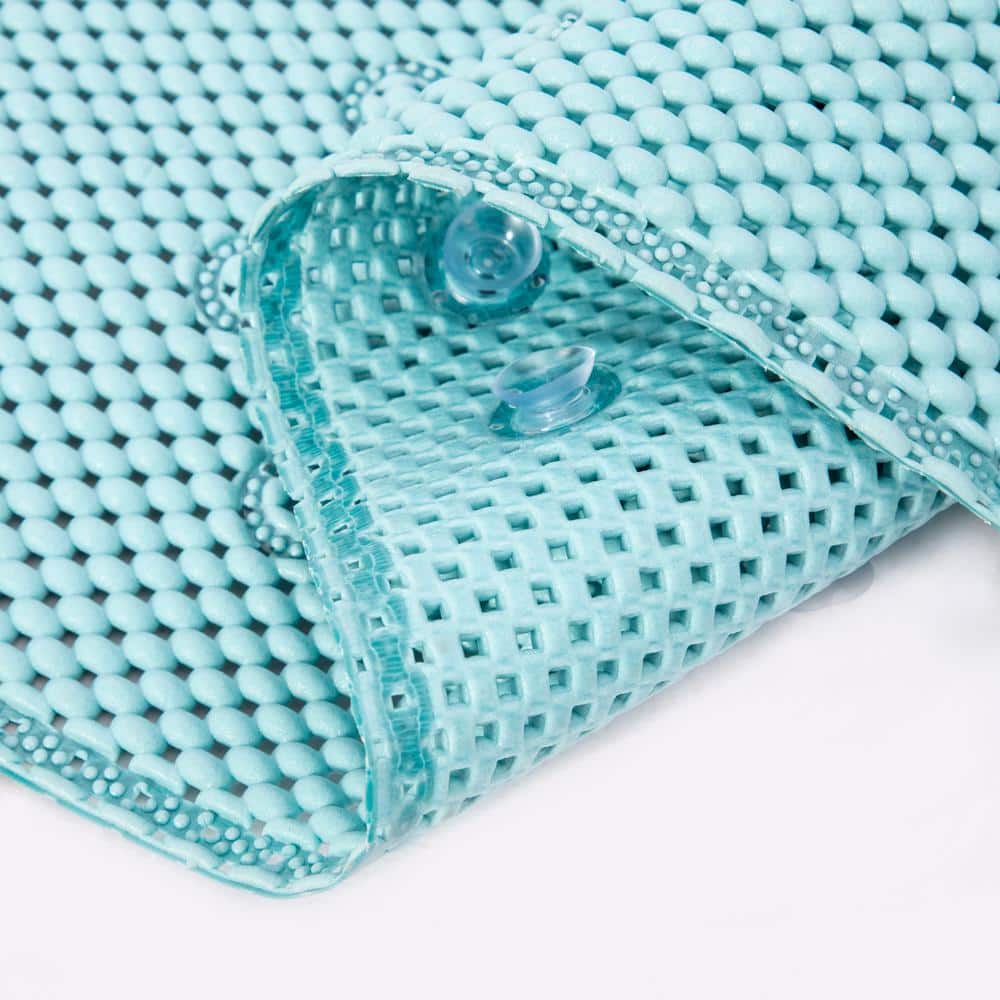 RAY STAR 17 in. x 36 in. Turquoise PVC Foam Bathtub Mat Non-Slip Shower ...