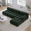 JASIWAY 105 in. Rolled Arm Velvet Rectangular Modular Sofa with Ottoman ...