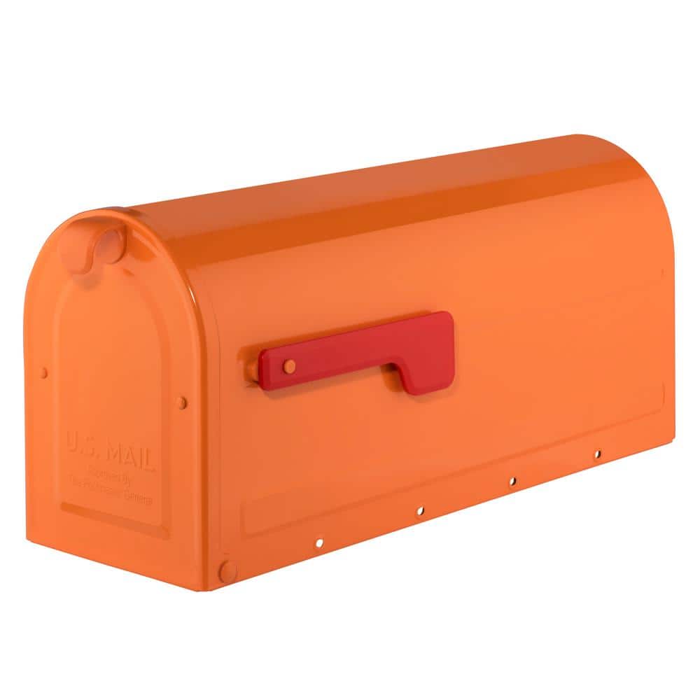 Architectural Mailboxes MB1 Orange, Medium, Steel, Post Mount Mailbox 7600O