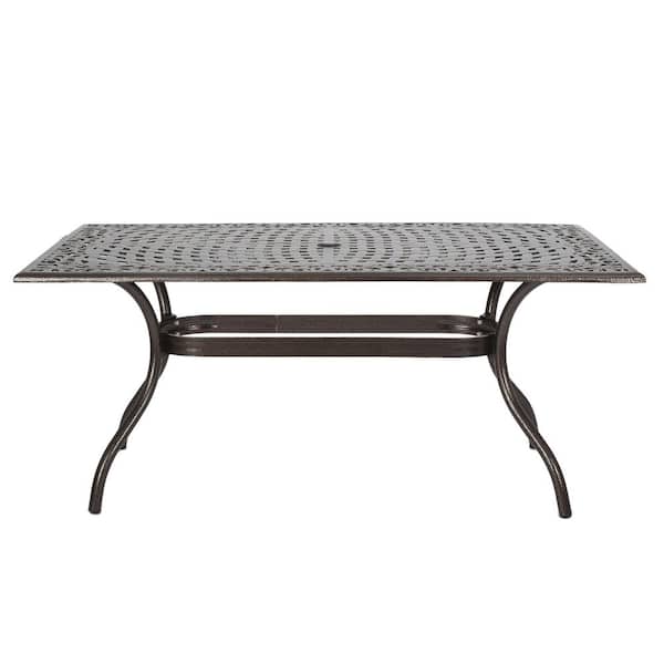 Reviews for Brown Rectangular Wicker Outdoor Dining Table with Umbrella ...