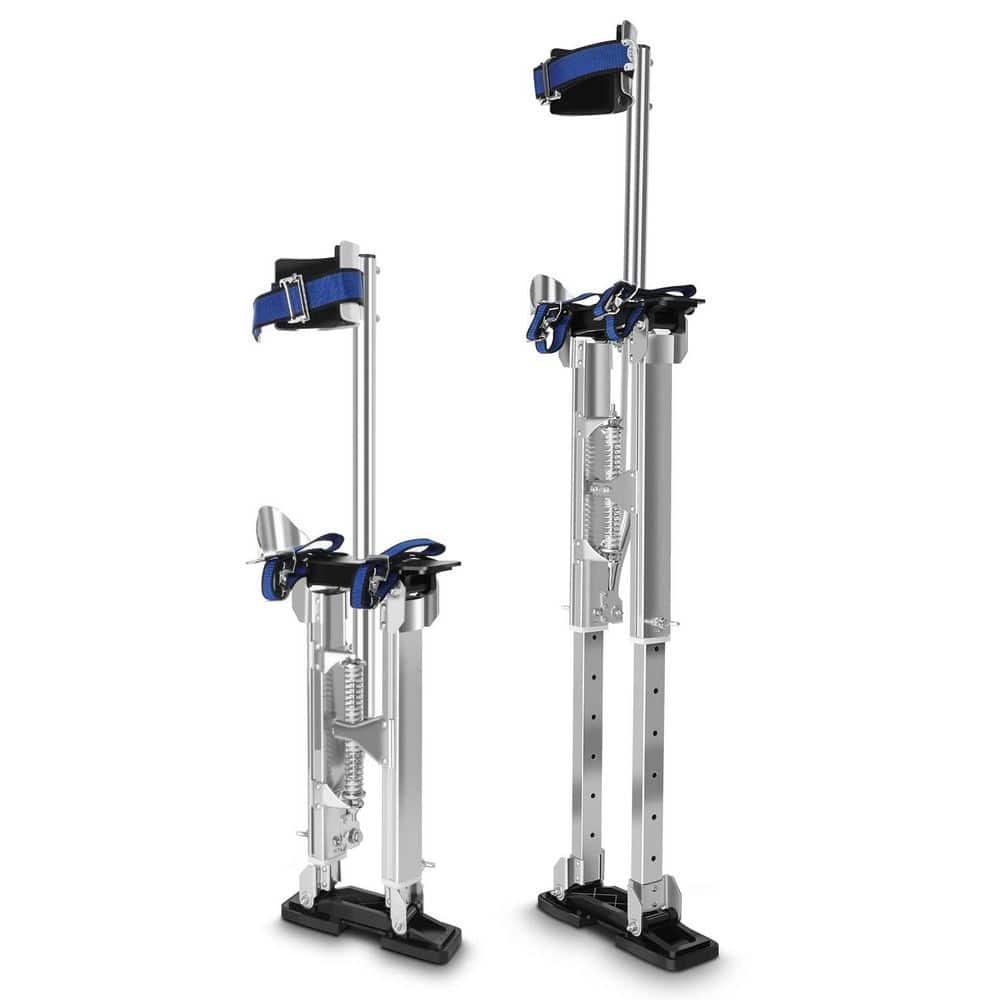 Laybus 18 in. to 30 in. Adjustable Height Silver Aluminum Drywall ...