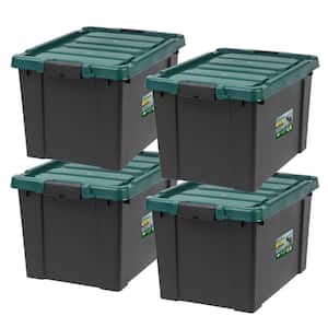 MIGHTY TUFF Jumbo Stackable 16 Gal. Storage Bins with Handles in Black ...