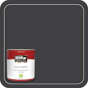 BEHR PREMIUM PLUS 8 oz. #ECC-10-2 Jet Black Flat Interior/Exterior ...