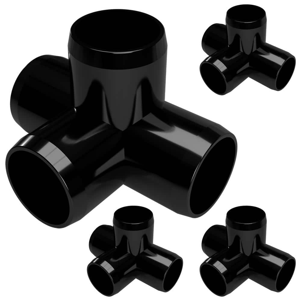 Formufit 1-1/4 in. Furniture Grade PVC 4-Way Tee in Black (4-Pack ...