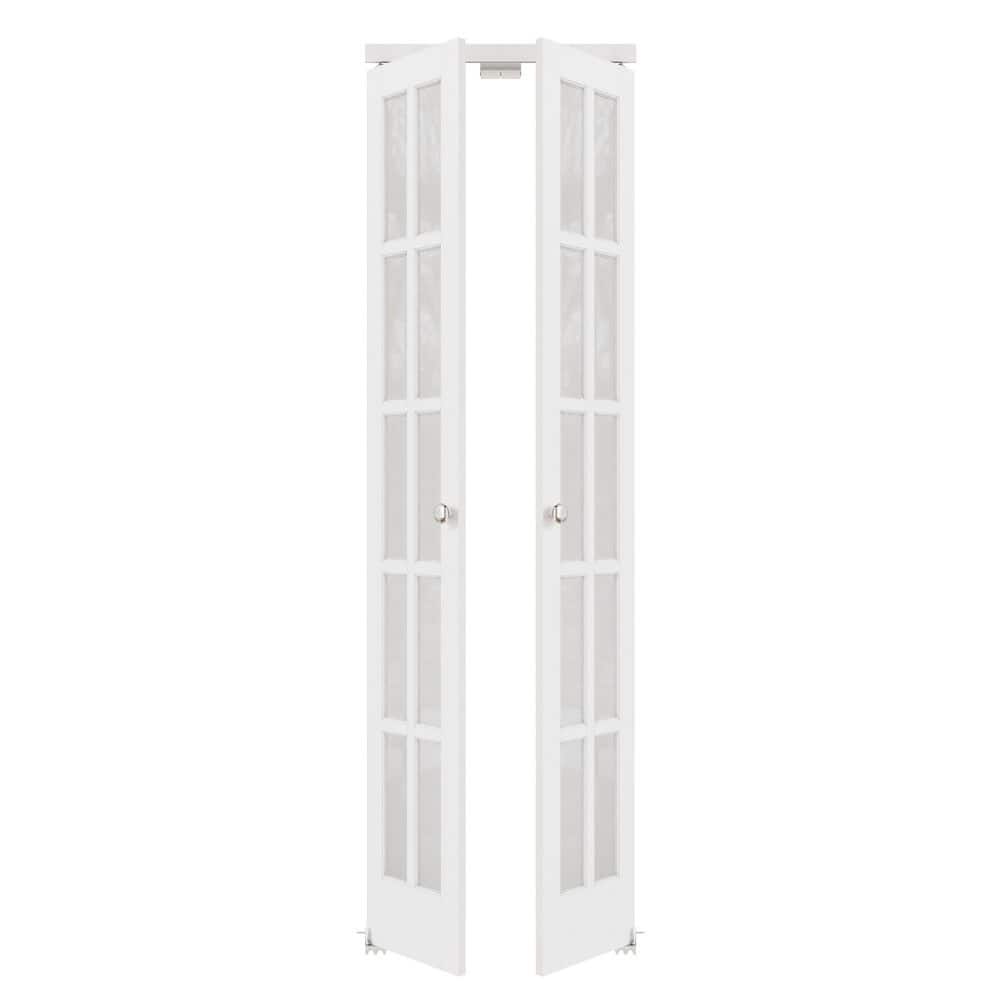ARK DESIGN 24 in. x 80 in. 10-Lite Frosted Glass Solid Core White ...