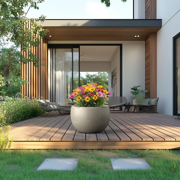 Sapcrete 20.5 in. Large Light Gray(Enhanced Core) Concrete Round ...