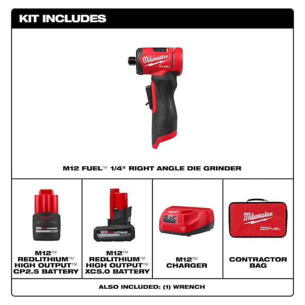 Milwaukee M12 FUEL 12V Lithium-Ion Brushless Cordless 1/4 in. Right ...