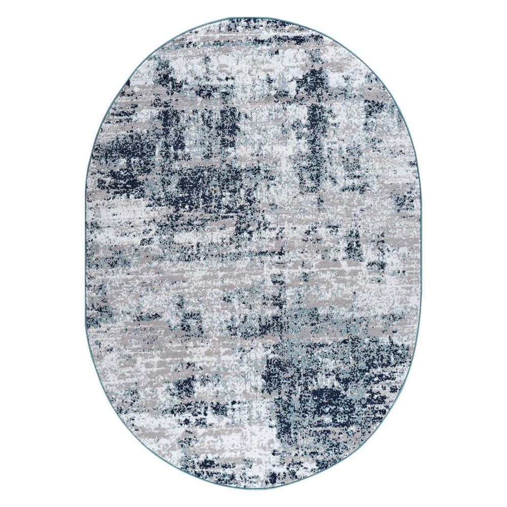 World Rug Gallery Wynn 5 ft. X 7 ft. Blue Distressed Modern Abstract ...