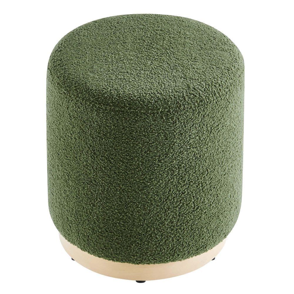 MODWAY Tilden 16 in. Moss Green Natural Sherpa Upholstered Round ...