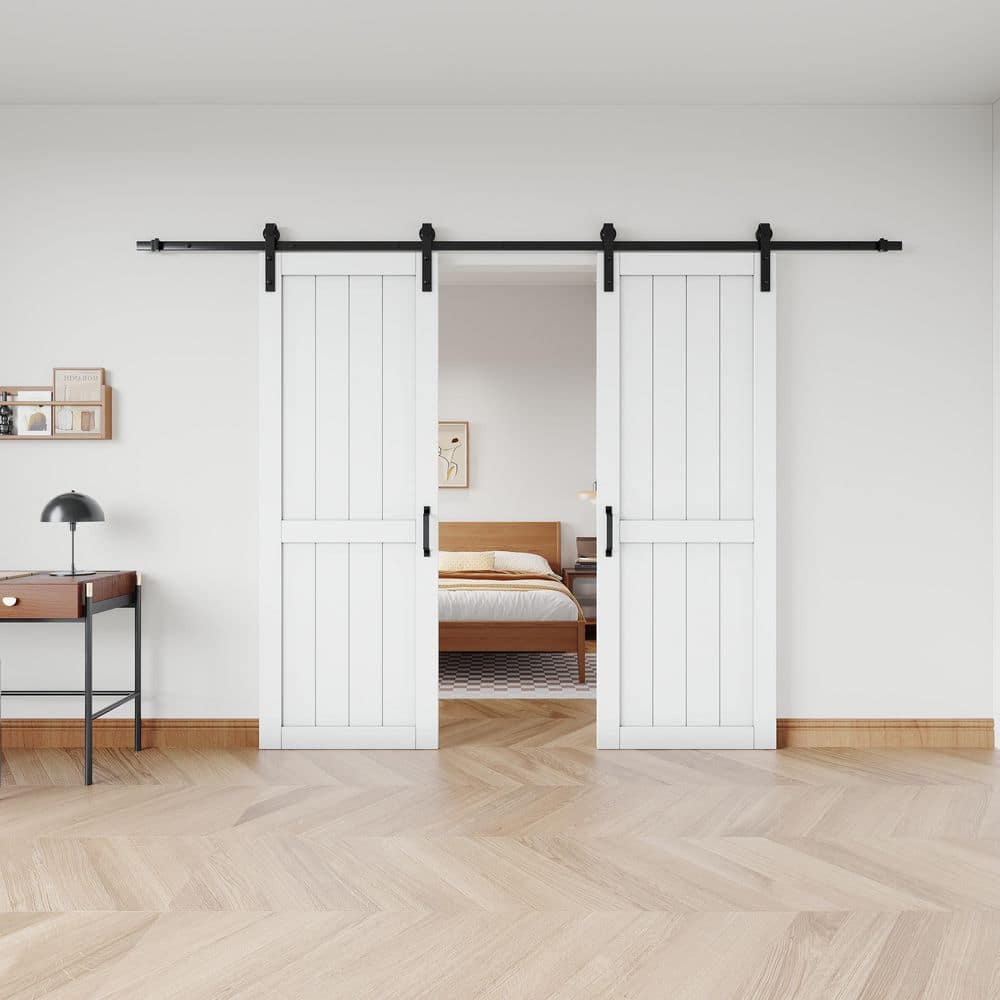 ARK DESIGN 60 in. x 96 in. White Paneled H Style White Primed MDF ...