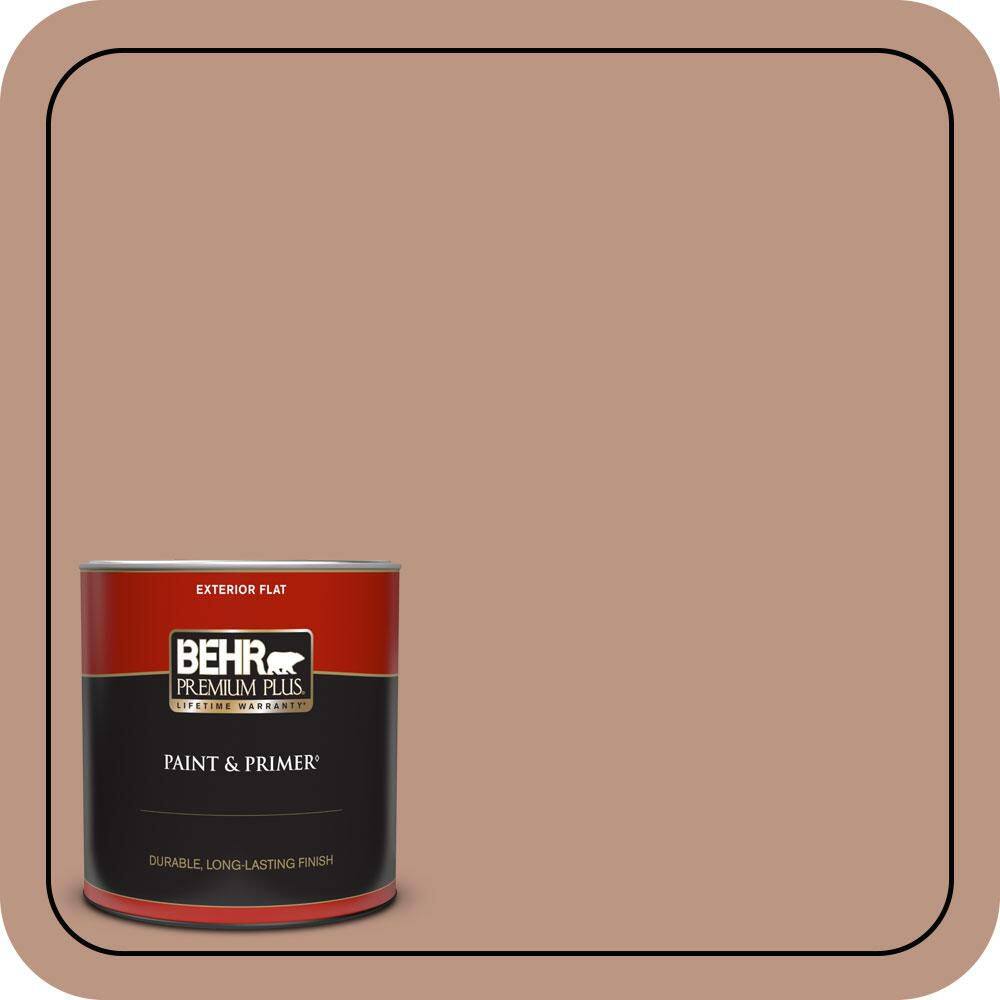 BEHR PREMIUM PLUS 1 qt. #S190-4 Spiced Brandy Flat Exterior Paint ...