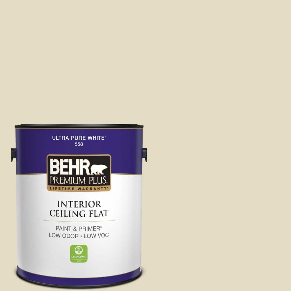 BEHR PREMIUM PLUS 1 gal. #770C-2 Belvedere Cream Ceiling Flat Interior ...