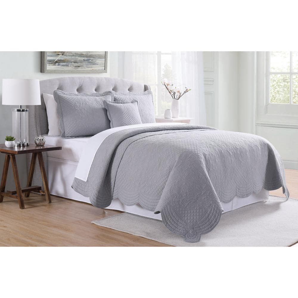 American Traditions French Tile Scalloped Twin 3-Piece Cotton Quilt Set ...