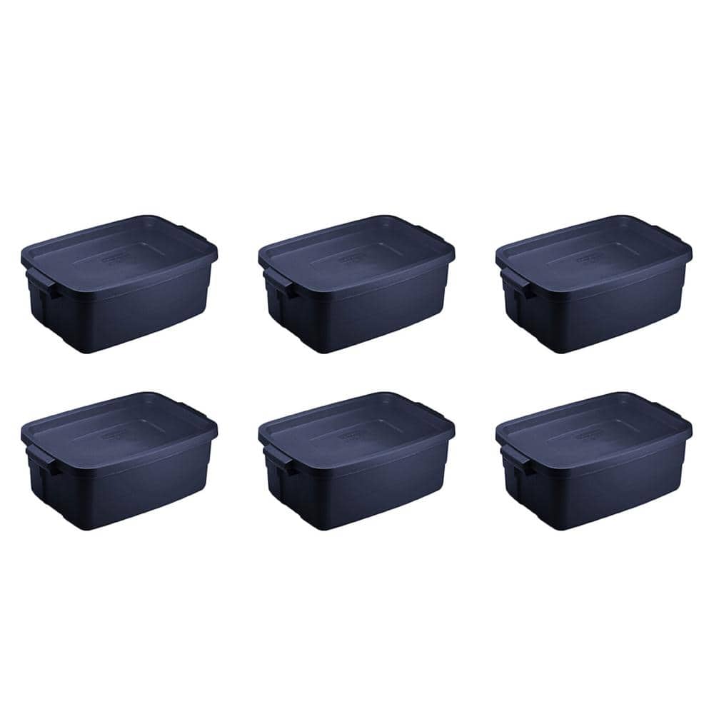 Rubbermaid Roughneck 3 Gal. Rugged Storage Tote Container, Blue (6-Pack ...