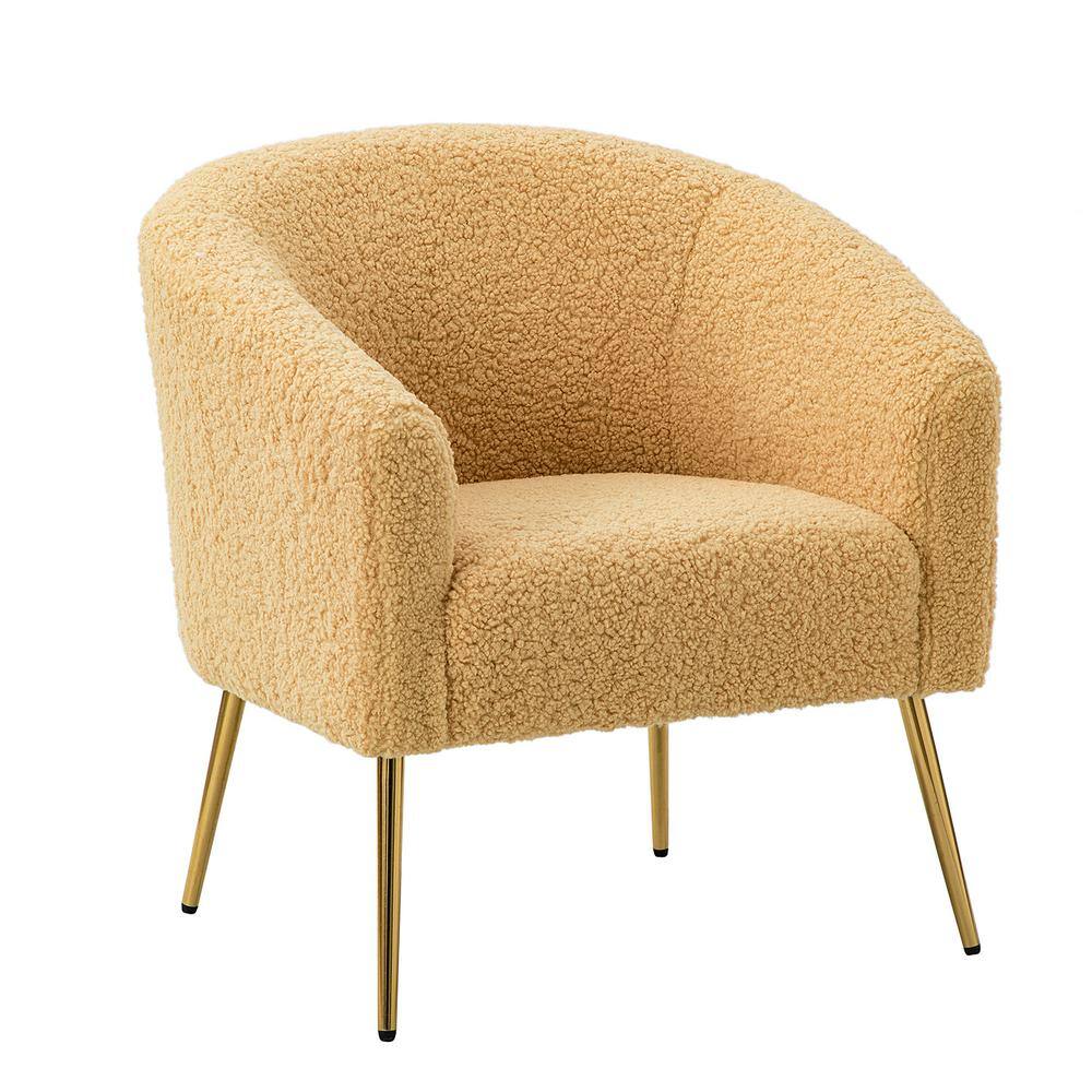 JAYDEN CREATION Bolzano Mustard Barrel Chair with Metal Legs CHM0403 ...
