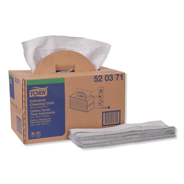 TORK 14 in. x 16.9 in., Gray, Industrial Cleaning Cloth Handy Box, 1 ...