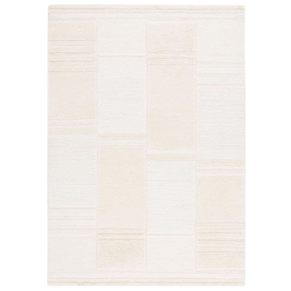 SAFAVIEH Manhattan 5 ft. x 8 ft. Ivory/Beige High-Low Solid Color Area ...