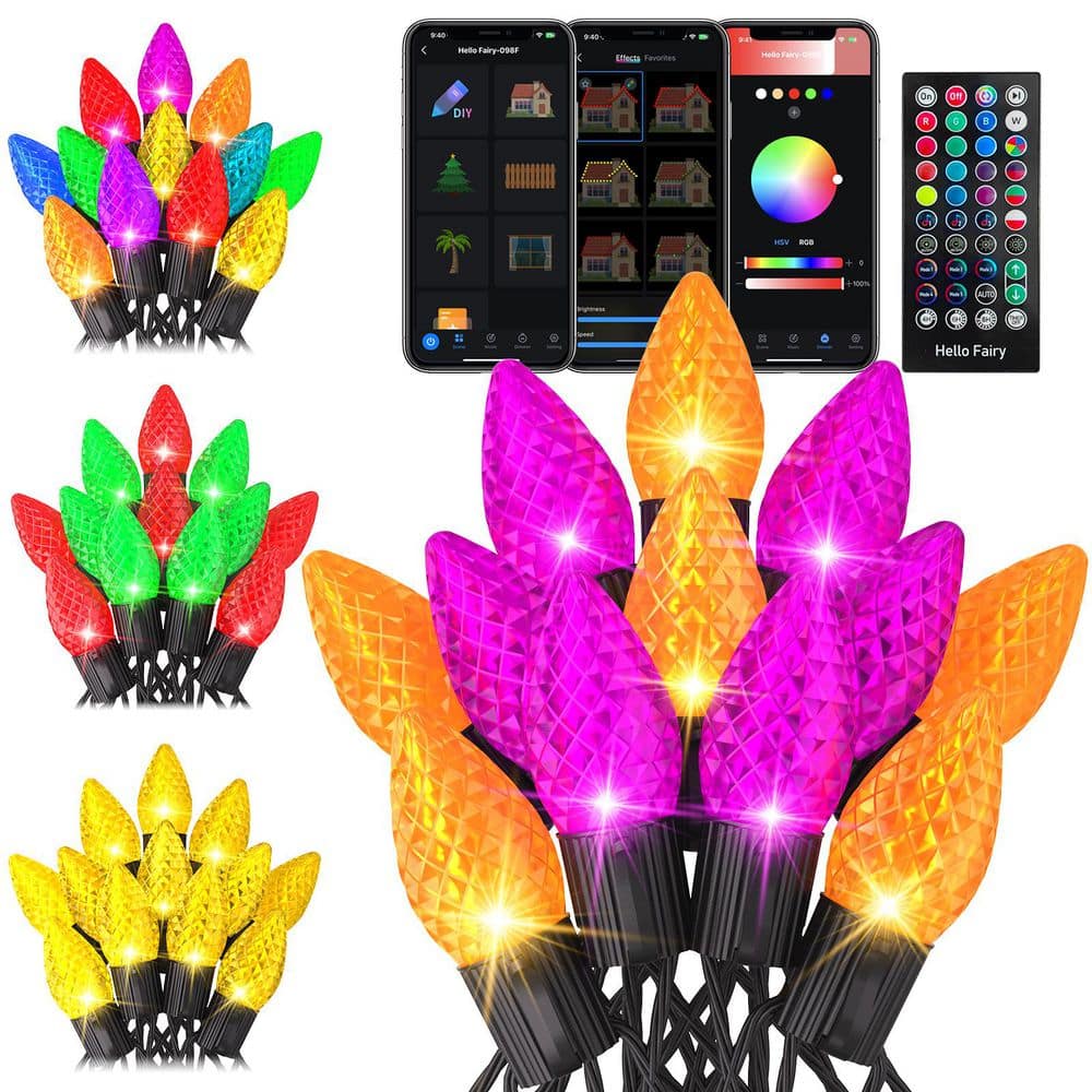 AVATAR CONTROLS 132Ft Smart String Lights 200 LED DIY Extendable C9 ...