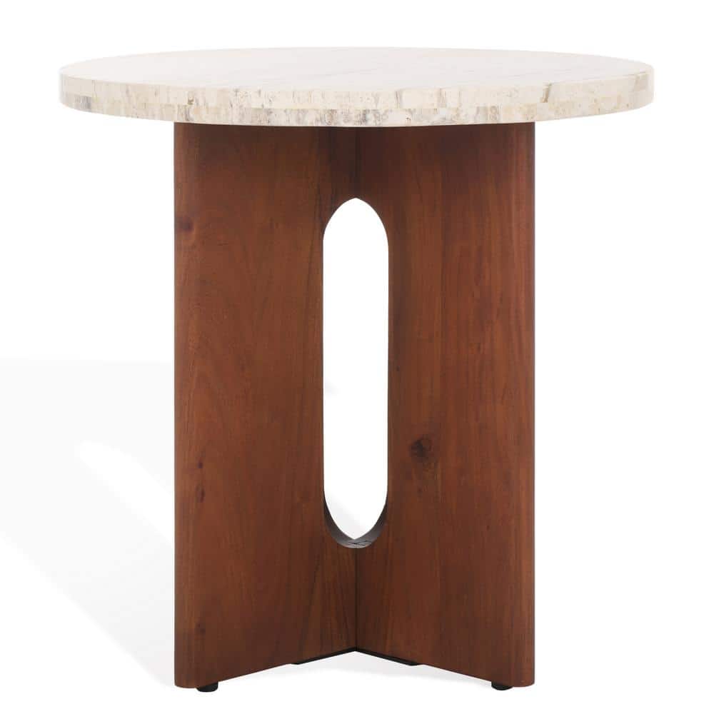 SAFAVIEH Shayna 20 in. Brown Round Stone End Table SFV9722B - The Home Depot