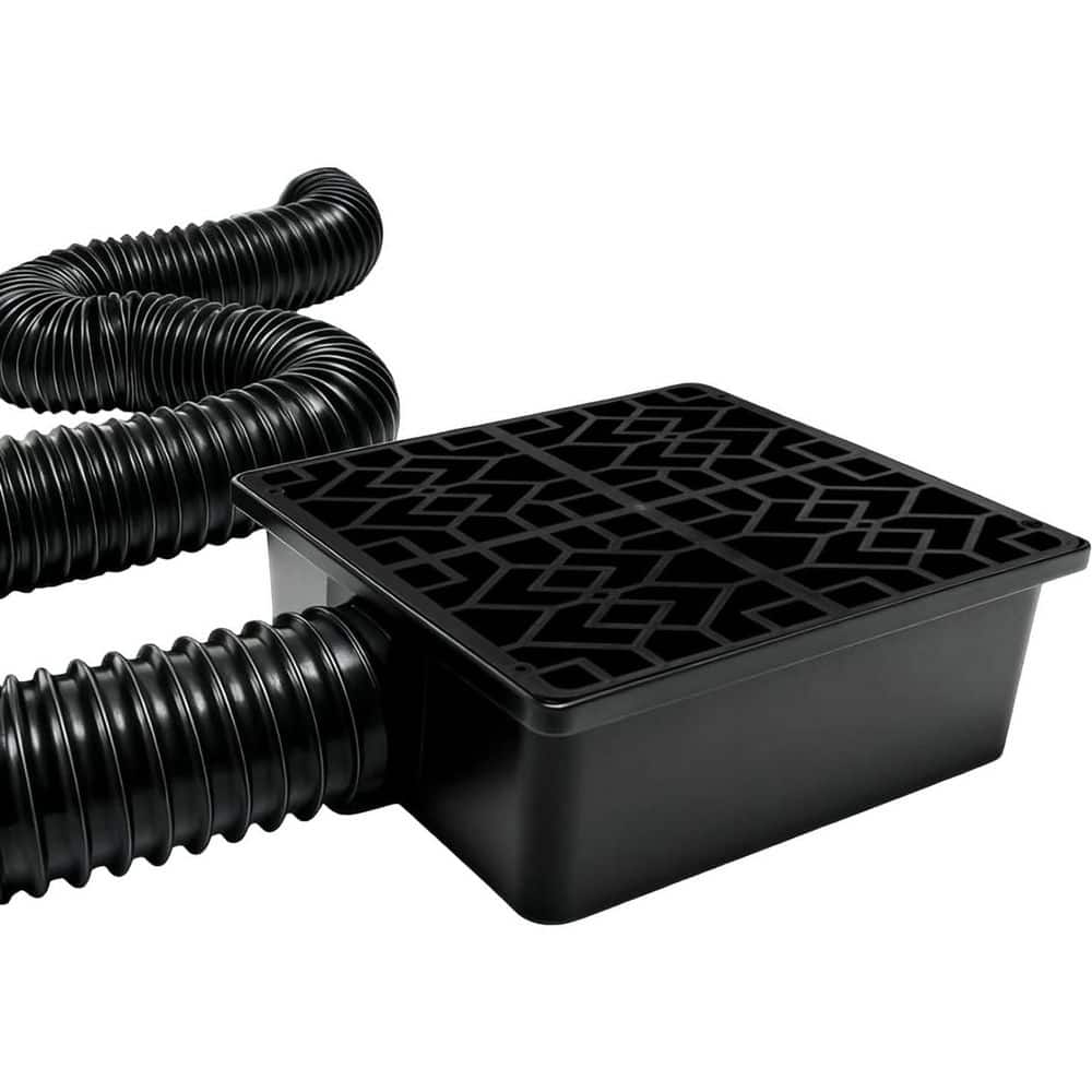 Black Plastic PVC Downspout Extension with Low Profile Catch Basin ...